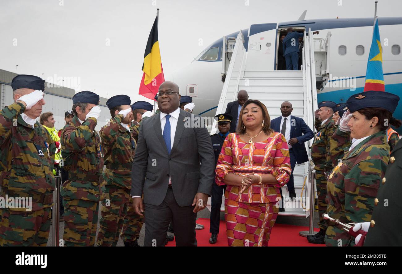 DRC Congo President Felix Tshisekedi is welcomed at the arrival of DRC ...