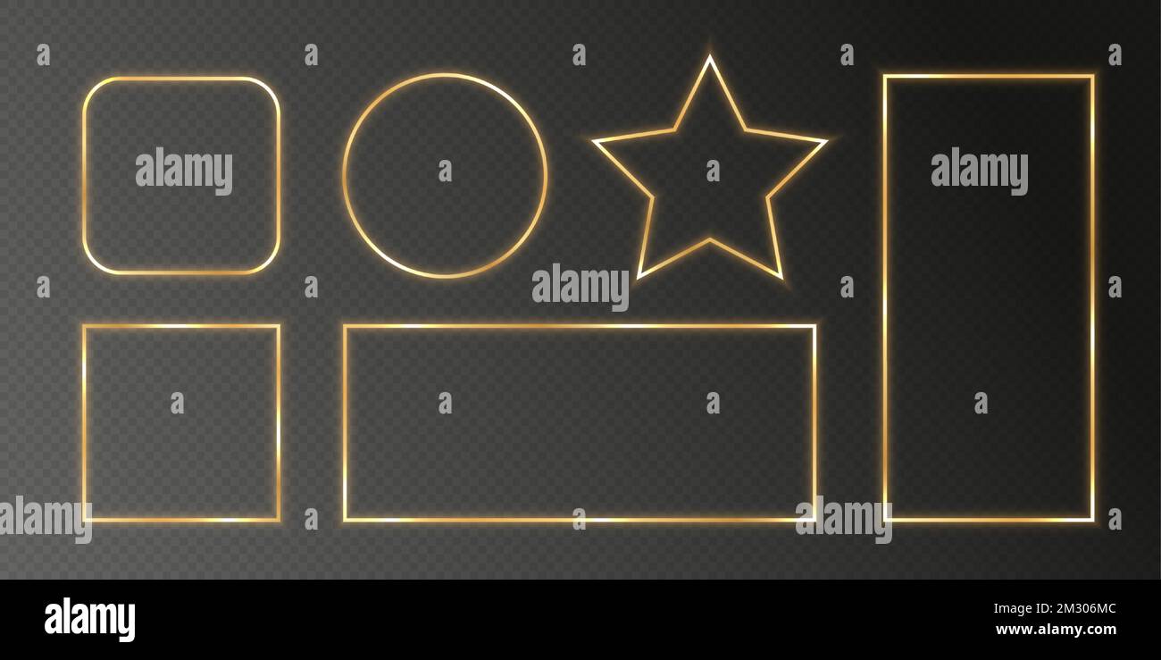 Glowing golden frames, shiny metallic borders, minimalistic elegant ...