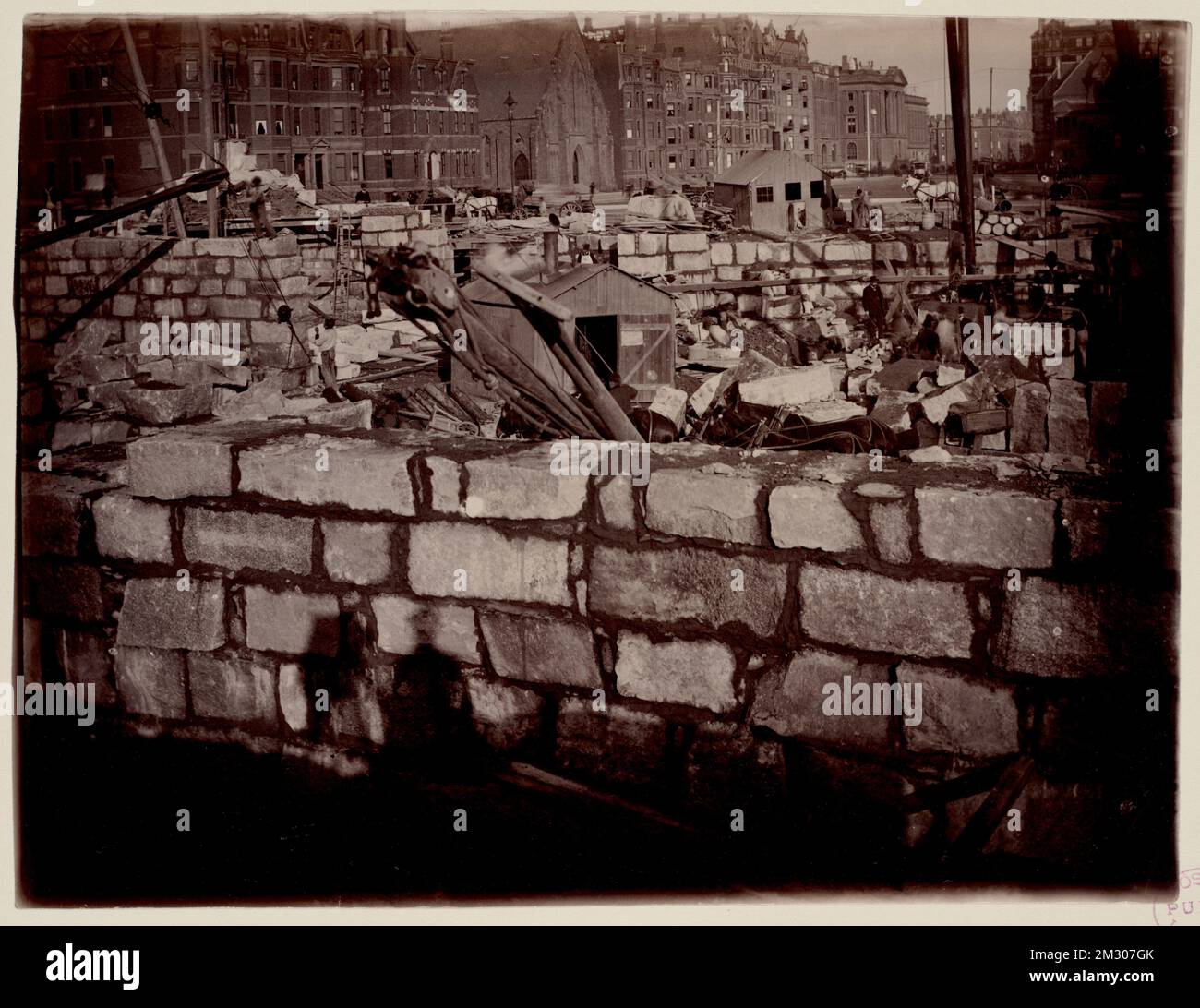 Foundation at back of site, construction of the McKim Building , Public ...