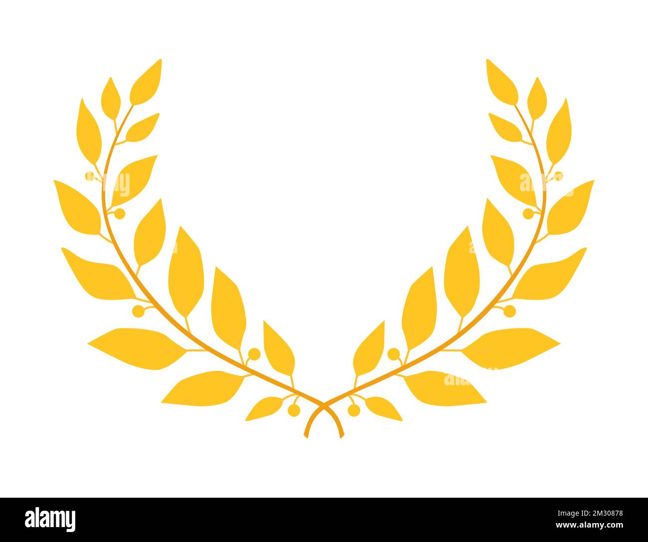 Golden laurel branches - modern flat design style single isolated image ...