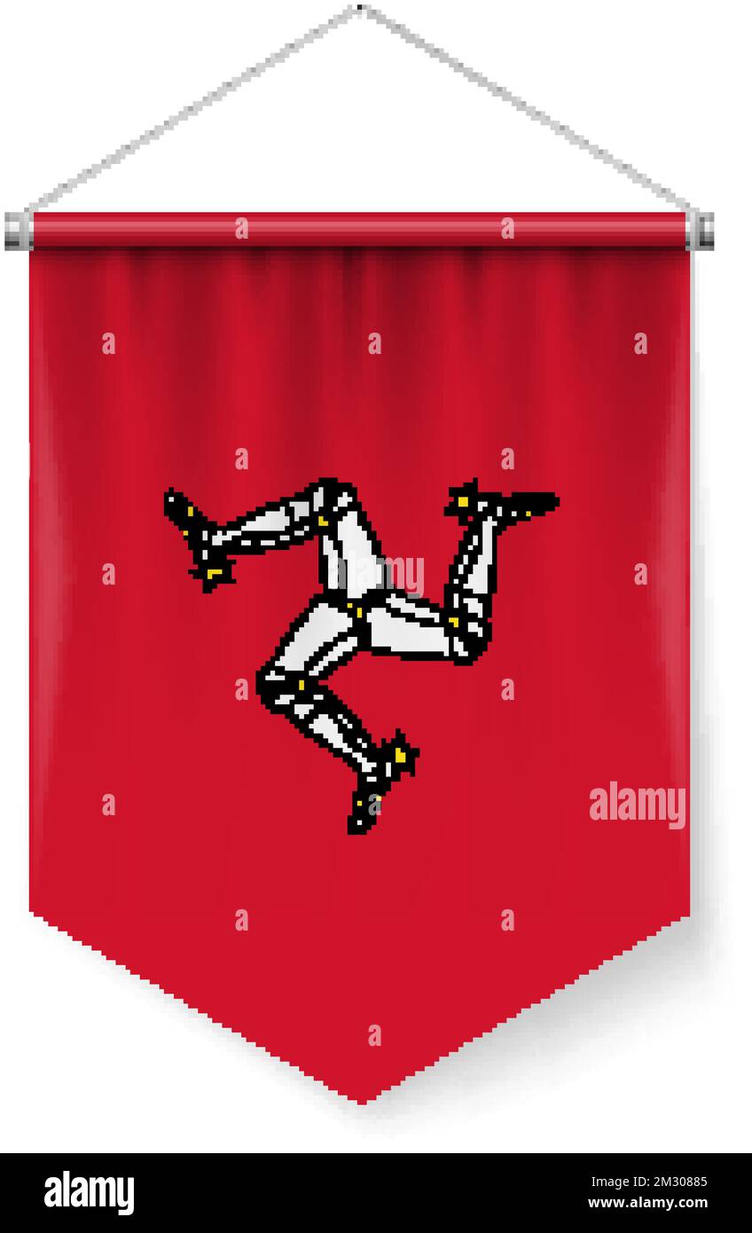 Vertical Pennant Flag of Isle of Man as Icon on White with Shadow ...