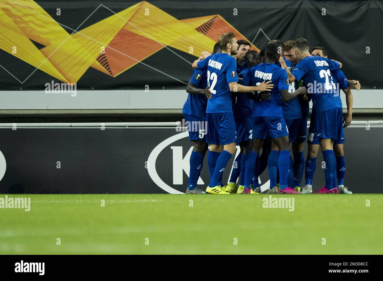 Gent's players and Gent's Jonathan David celebrate after scoring 2-1 ...