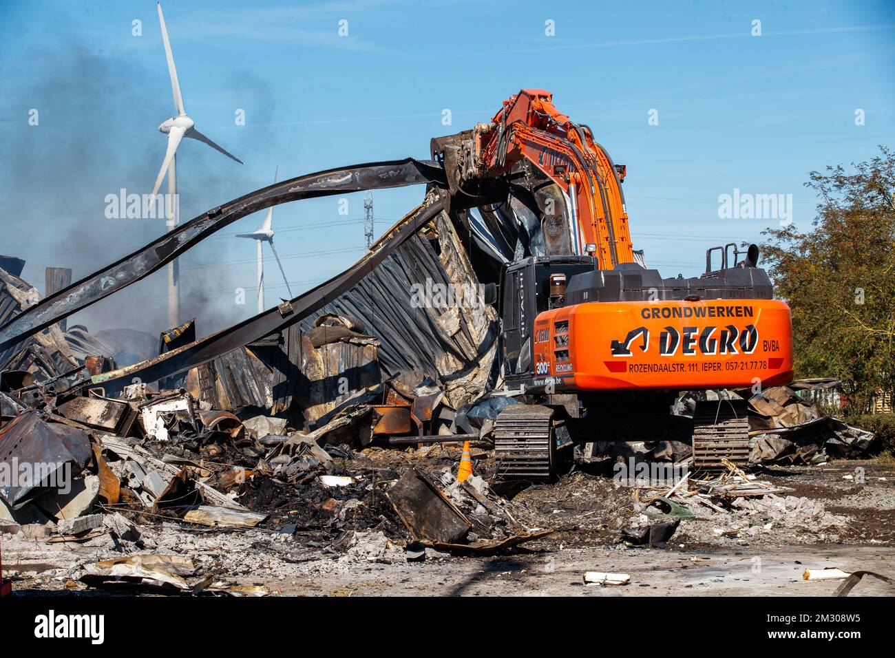 Illustration picture shows the scene of a fire in the Dimabel waffle ...