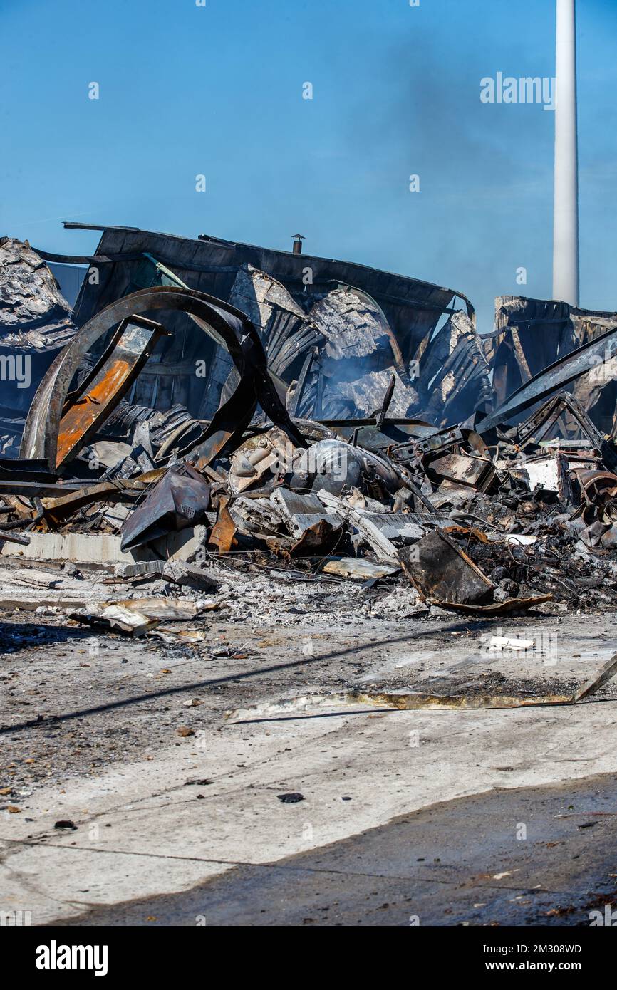 Illustration picture shows the scene of a fire in the Dimabel waffle ...