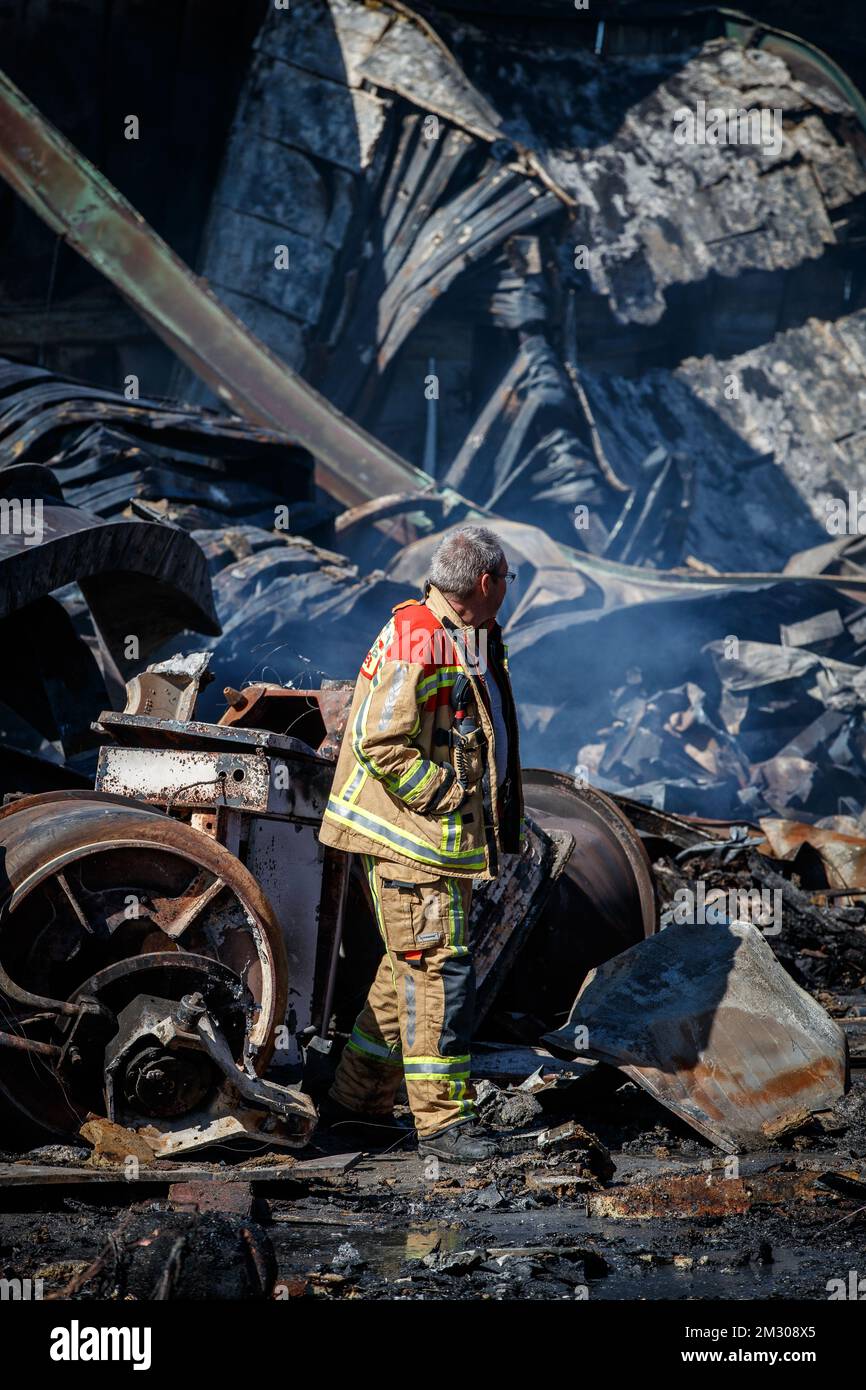 Illustration picture shows the scene of a fire in the Dimabel waffle ...