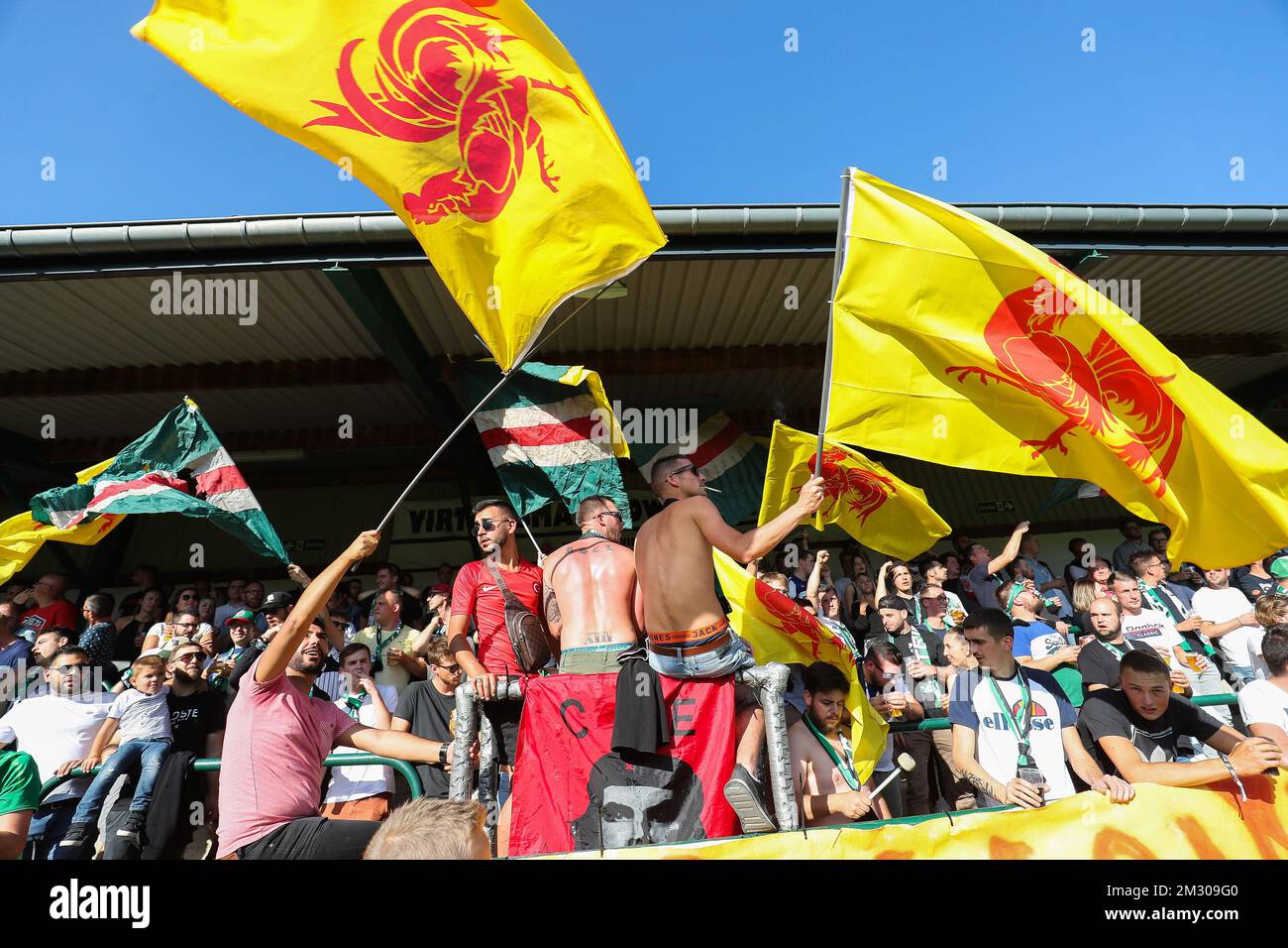 Virton's supporter pictured at the start of a soccer match between ...