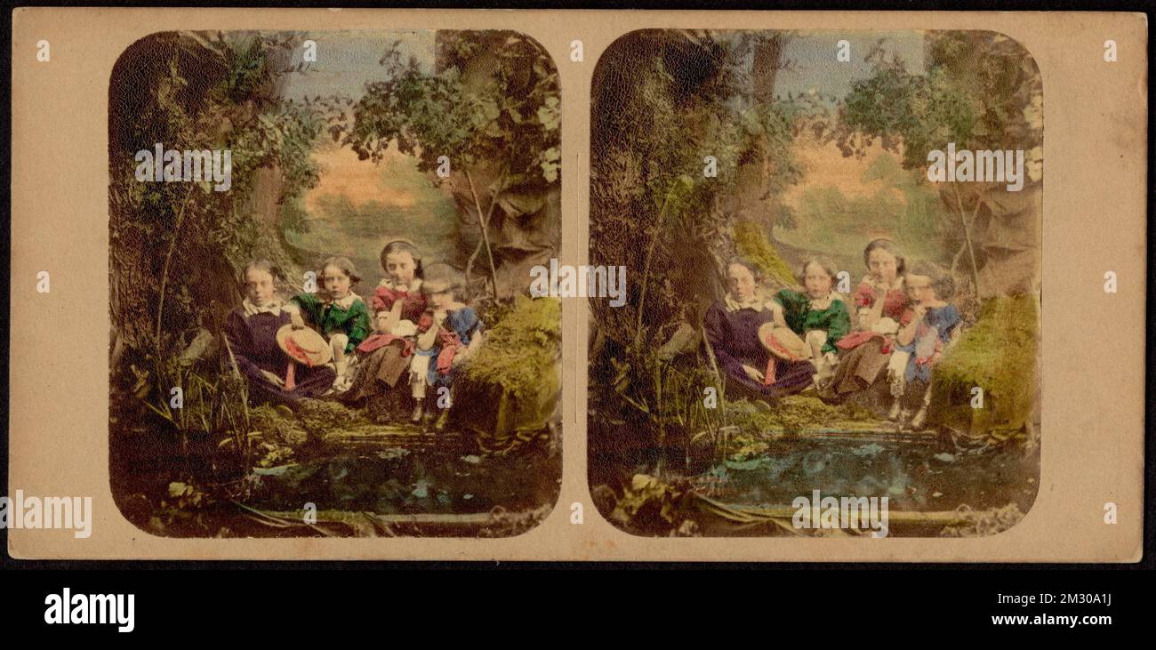 Four children at the creek , Children, Streams Stock Photo - Alamy