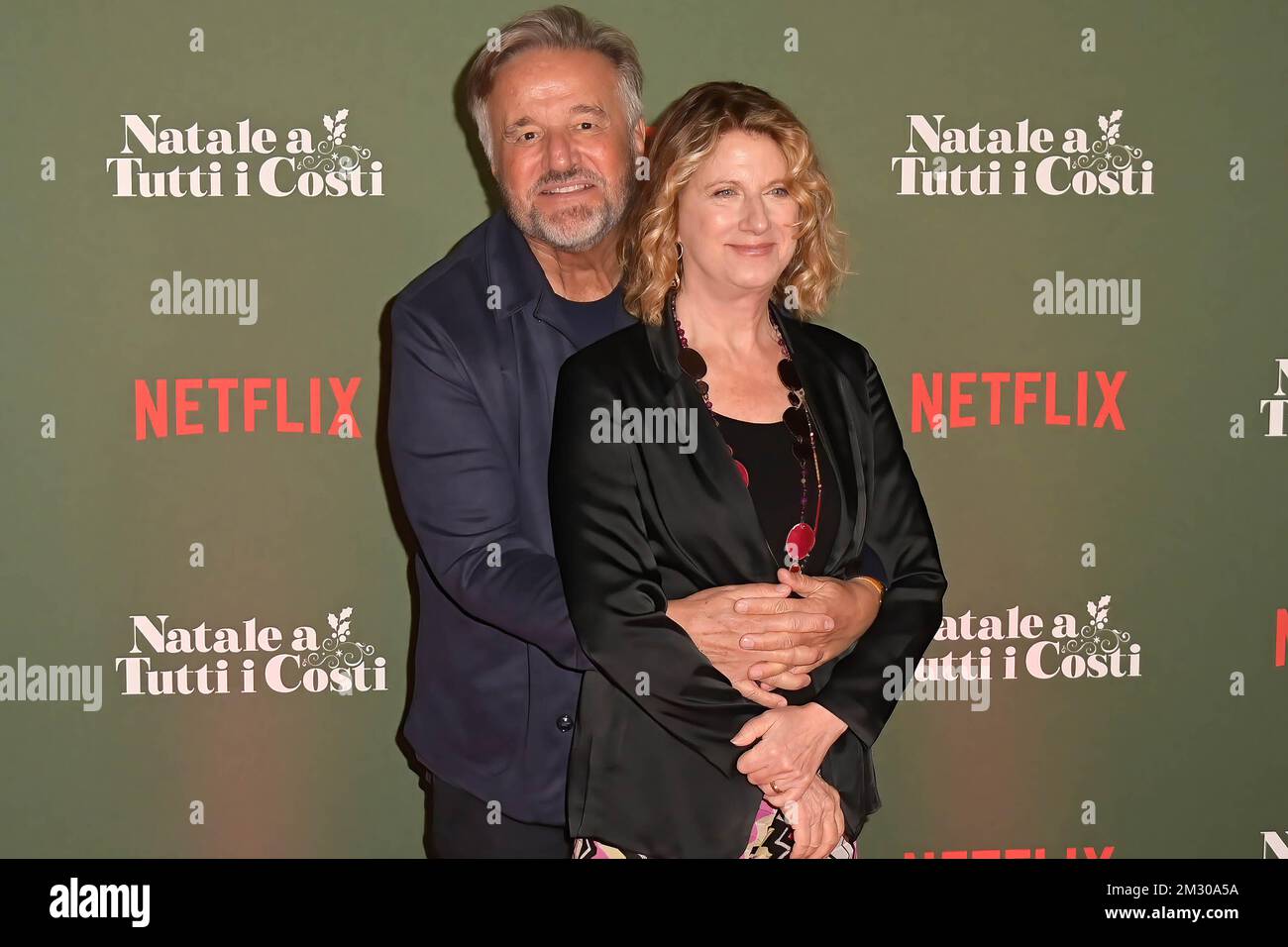 Christian De Sica (l) and Angela Finocchiaro (r) attend the photocall ...