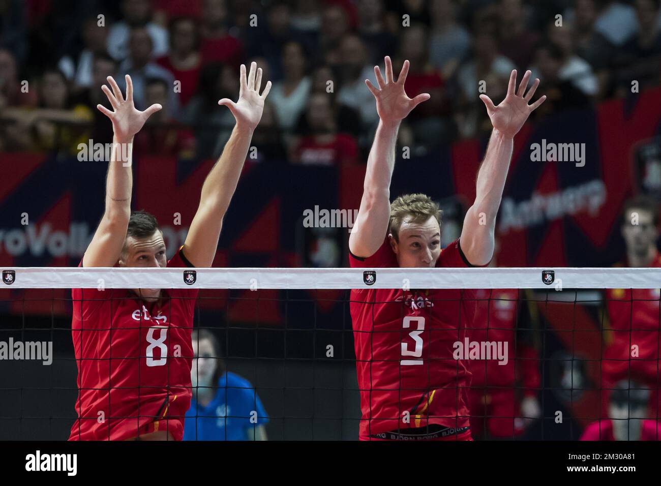 Belgium's Arno Van De Velde and Belgium's Sam Deroo pictured in action ...