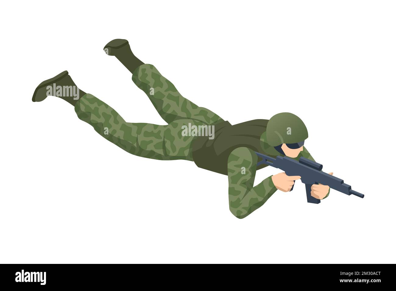 Isometric Special Forces Soldier Police, Swat Team Member. Army Soldier in Protective Combat ...