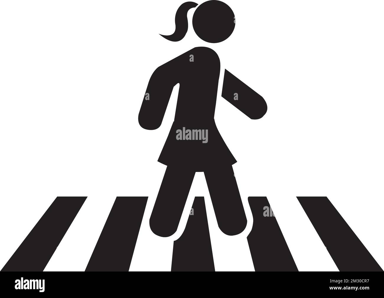 Crosswalk sign with a woman icon on a white background Stock Vector ...