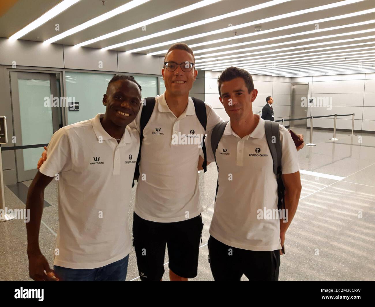 Long distance runners Isaac Kimeli, Robin Hendrix and Thomas De Bock ...