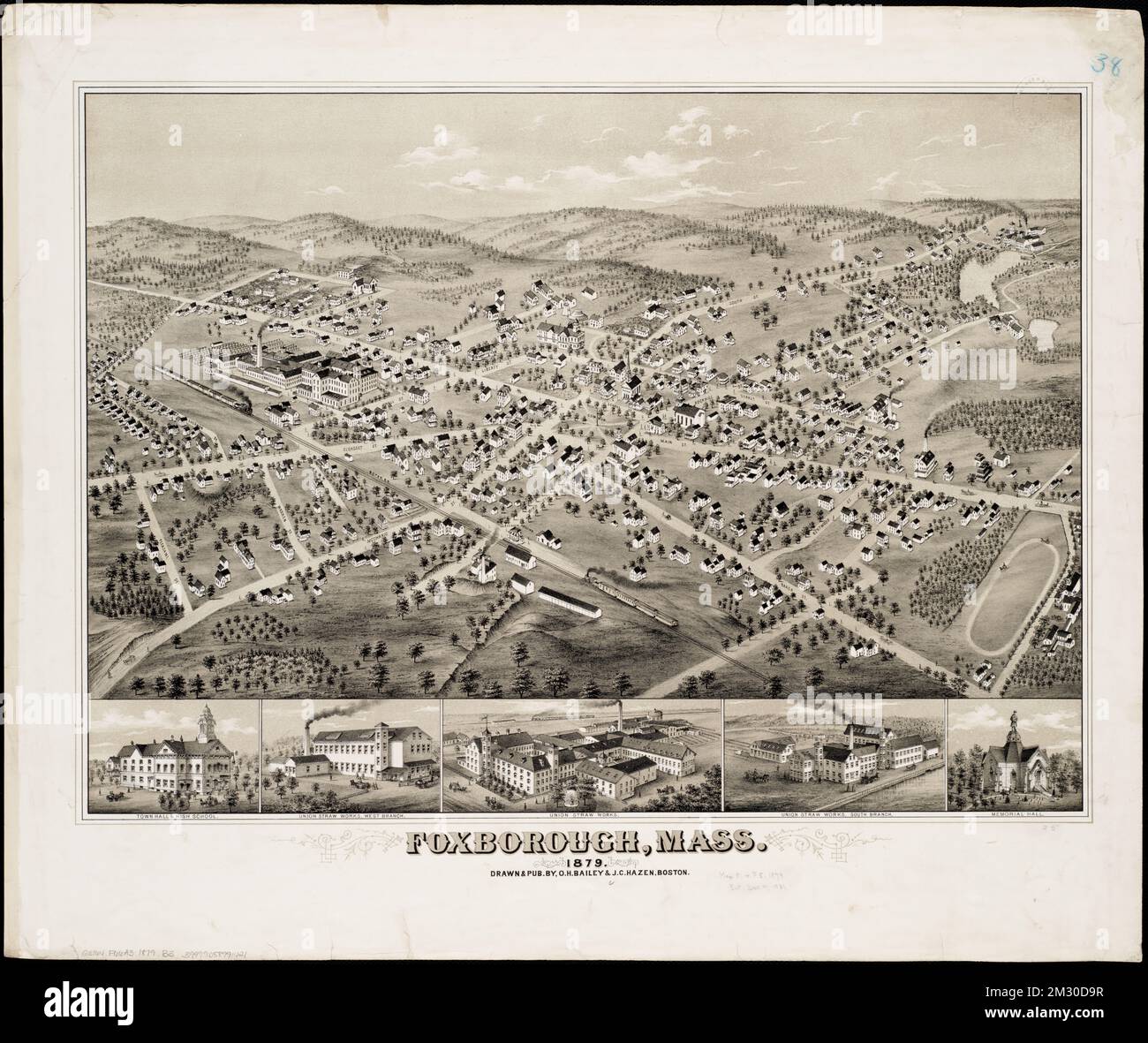 Foxborough, Mass : 1879 , Foxboro Mass., Aerial views, Foxborough Mass ...