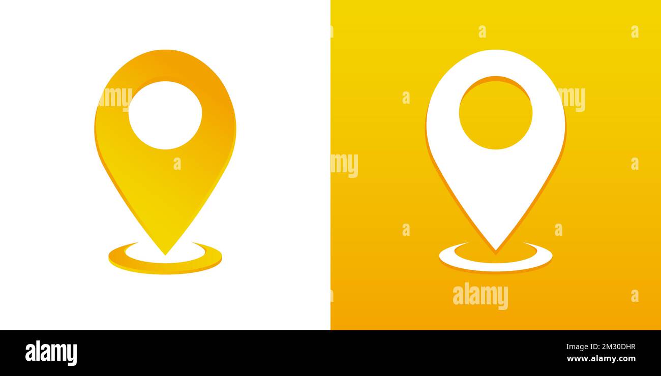 Yellow Location Pin Flat Logo Icon Gradient Sign Vector Illustration ...
