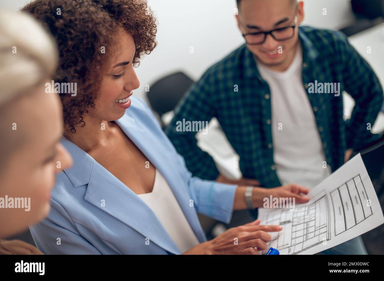 Architectural team discussing a construction project in the office ...