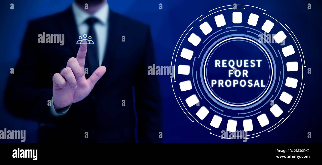 Text caption presenting Request For Proposal. Business overview ...