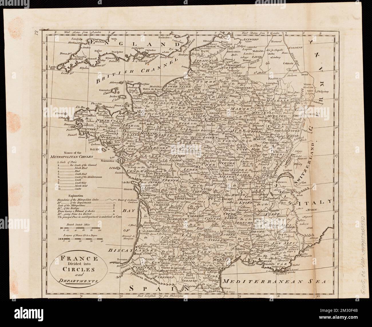 France divided into circles and departments , France, Maps Norman B ...