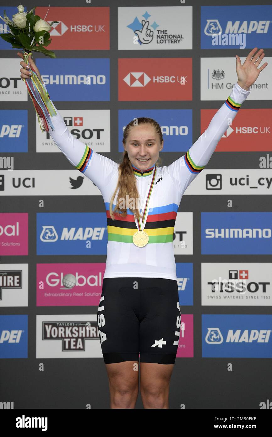 American Megan Jastrab pictured on the podium after the women junior ...
