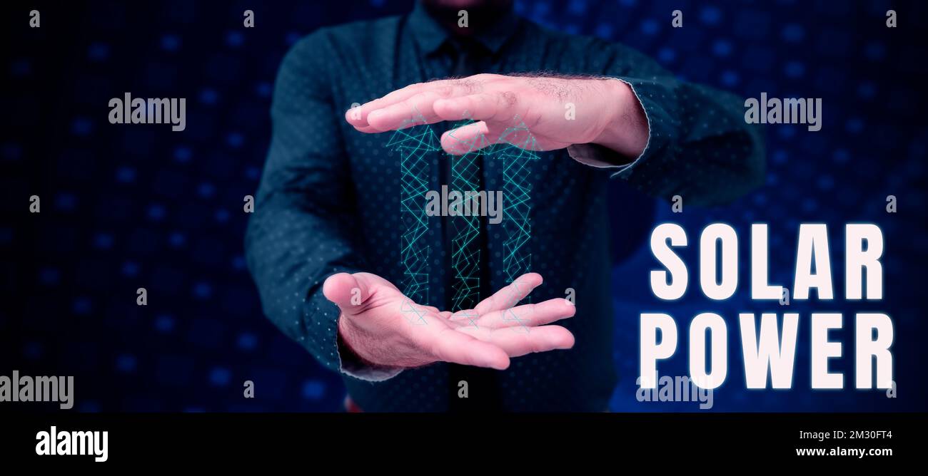 Text sign showing Solar Power. Conceptual photo the electricity ...