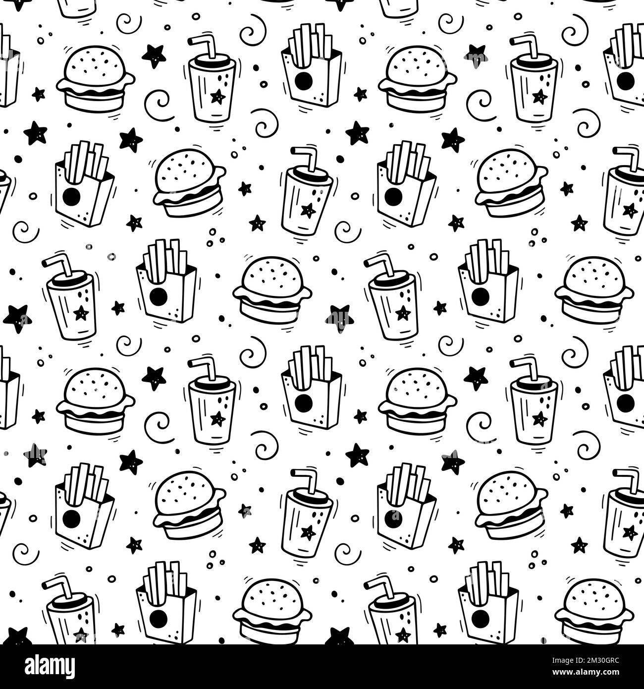 French fries pattern seamless Black and White Stock Photos & Images - Alamy