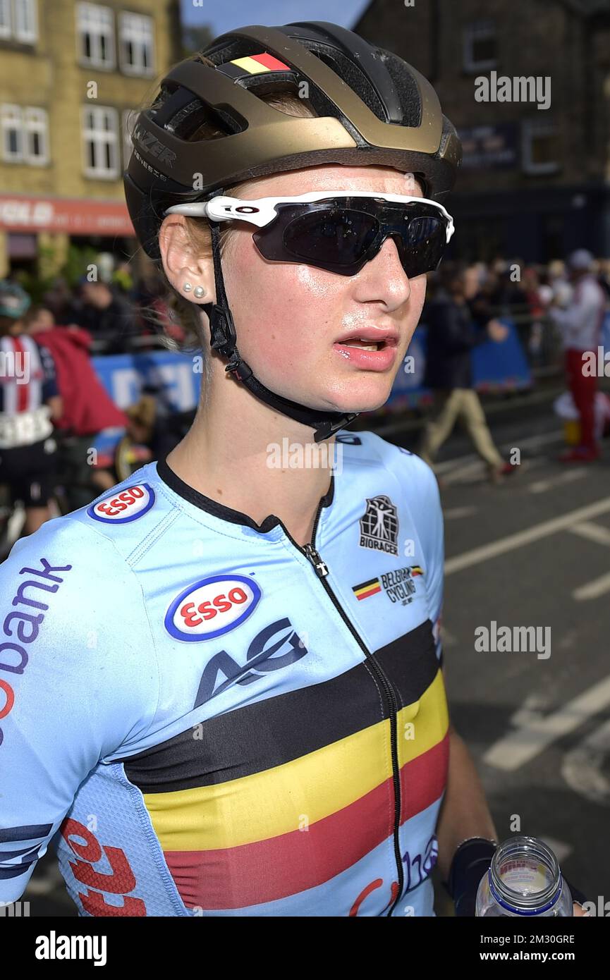 Belgian Kelly Van Den Steen pictured after the arrival of the women's ...