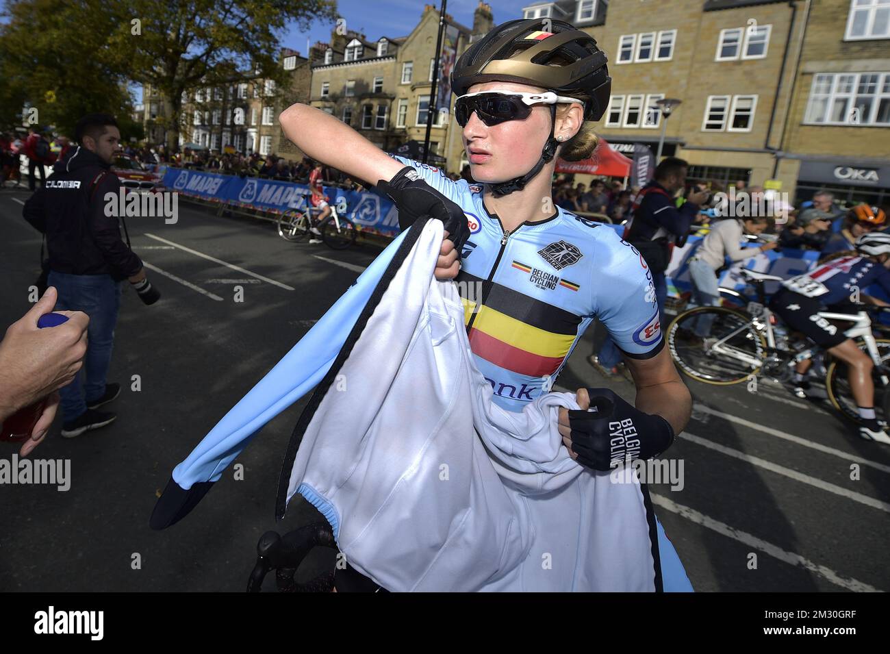 Belgian Kelly Van Den Steen pictured after the arrival of the women's ...