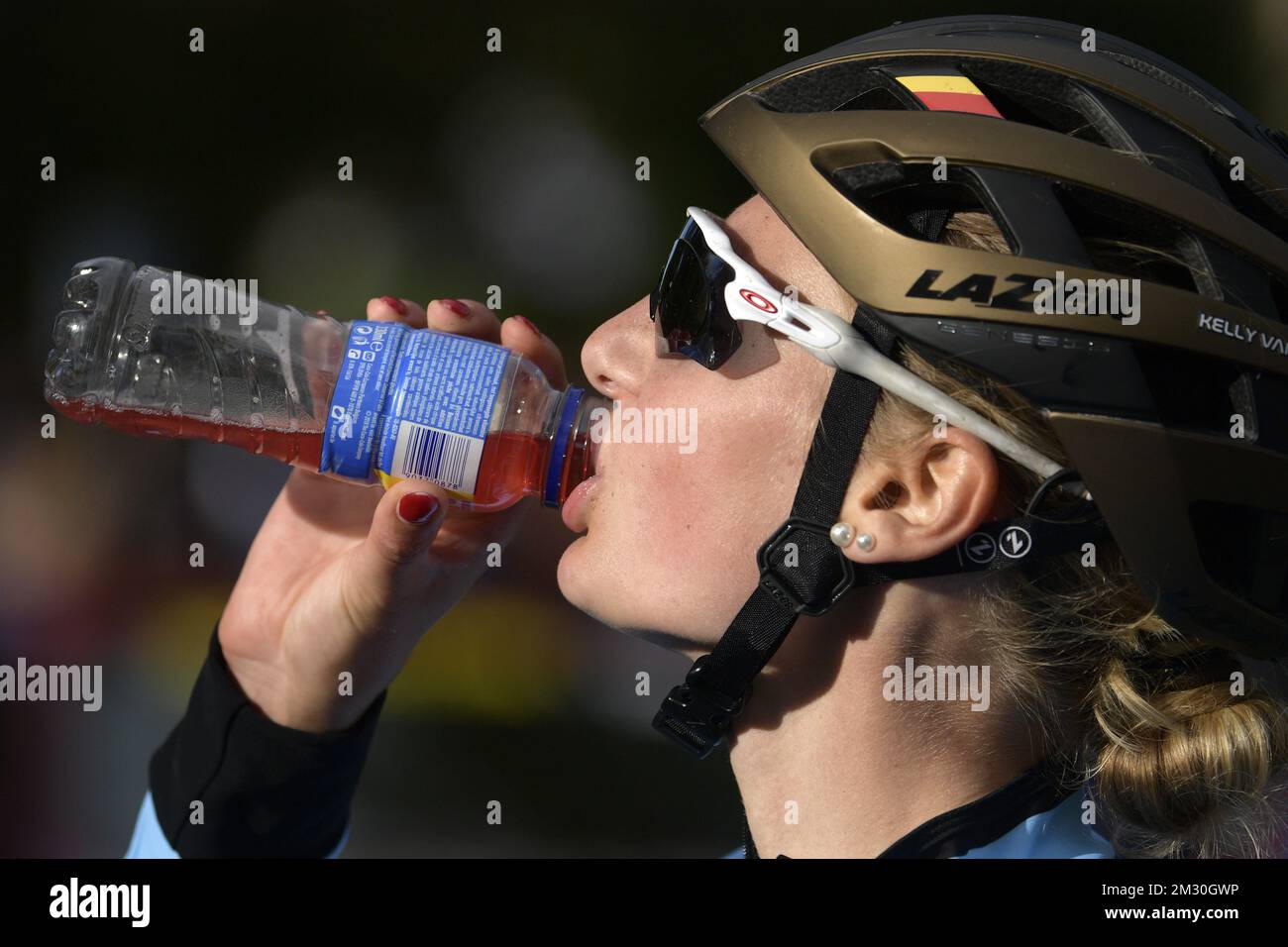 Belgian Kelly Van Den Steen pictured after the women's race at the UCI ...