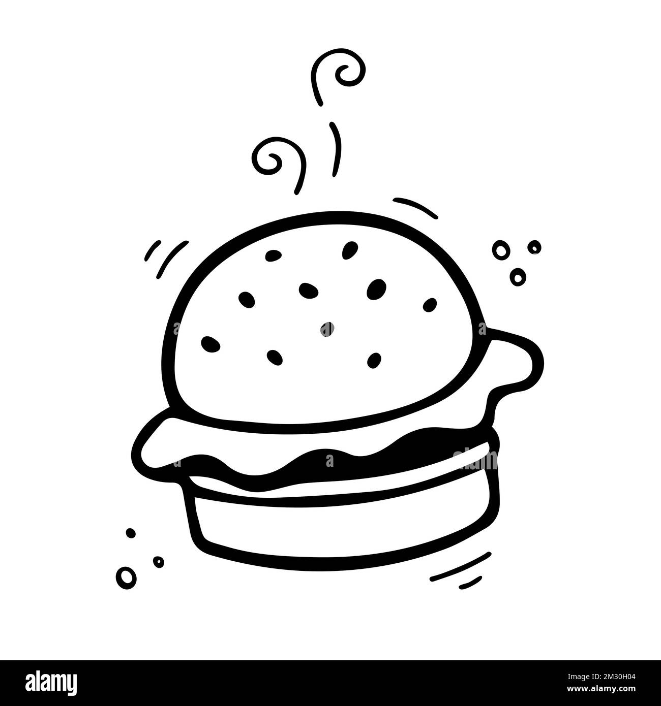 Hand drawn hamburger. Fast food illustration in doodle style. Sketch of ...