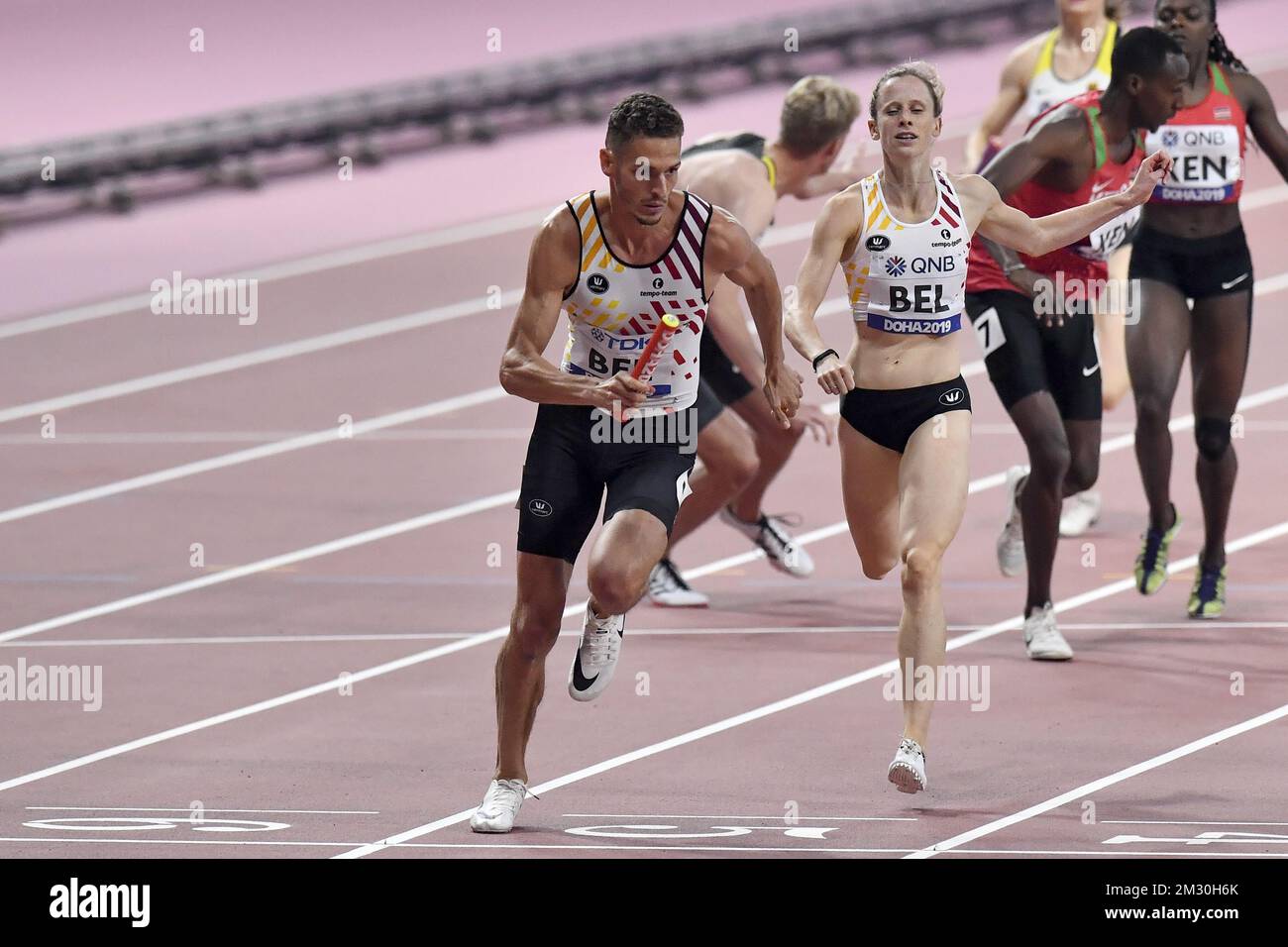 Belgian Dylan Borlee and Belgian Imke Vervaet pictured in action during ...