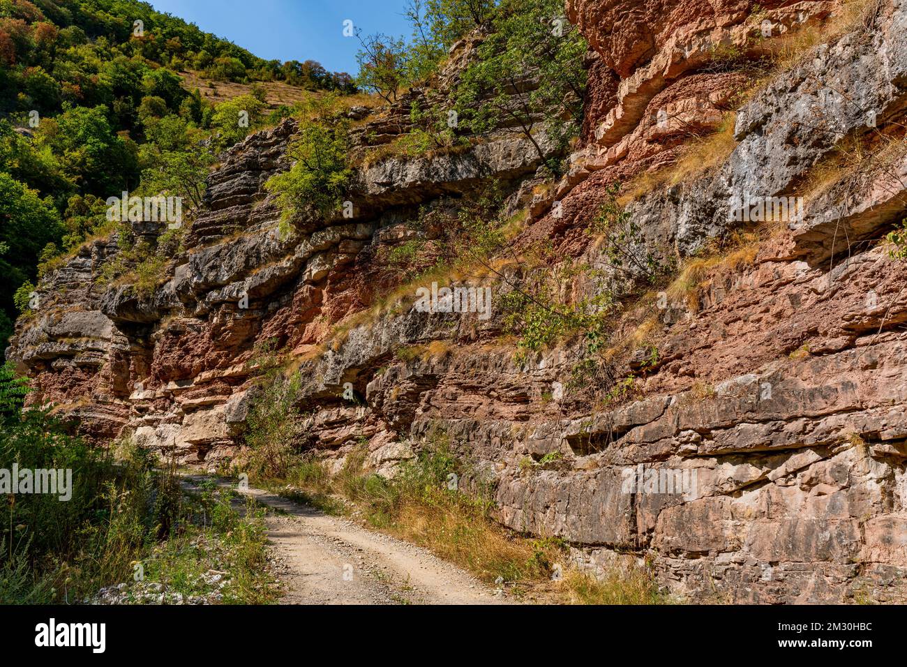 View at geological formations at Boljetin river gorge in Eastern Serbia ...
