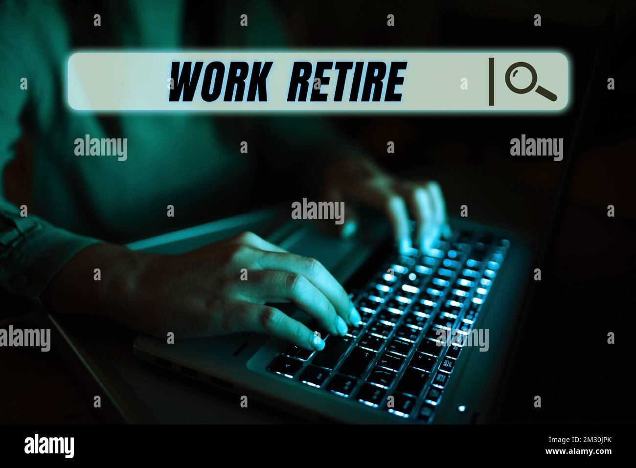 Conceptual caption Work Retire. Concept meaning carrying on working or ...