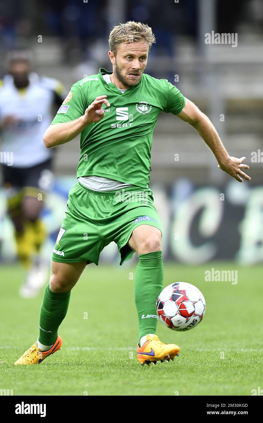 Lommel's Robin Henkens pictured in action during a soccer match between ...