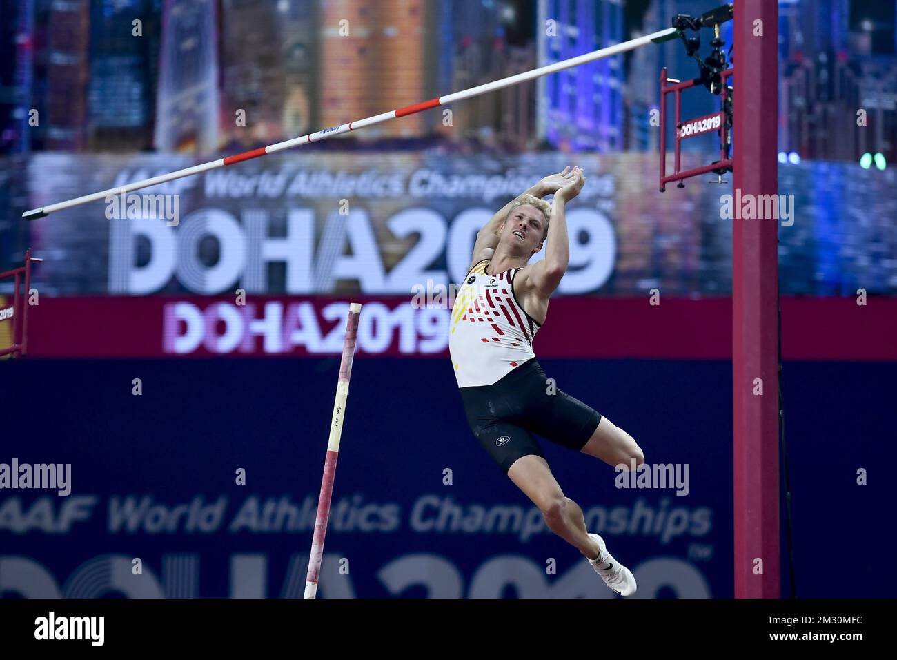 Belgian Ben Broeders pictured in action during the Men Pole Vault Final ...