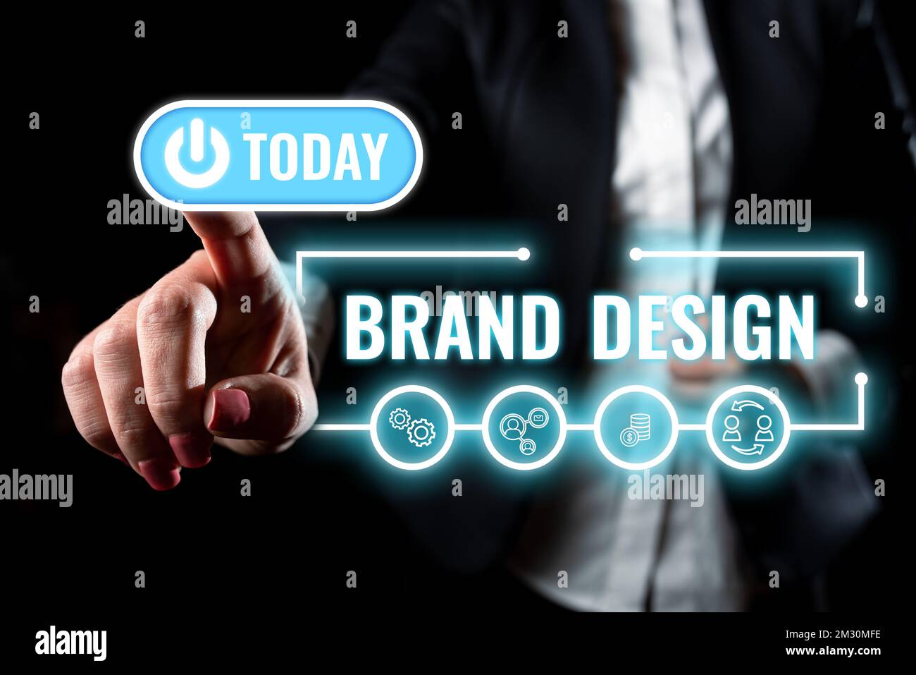 Writing displaying text Brand Design. Business overview visual elements ...