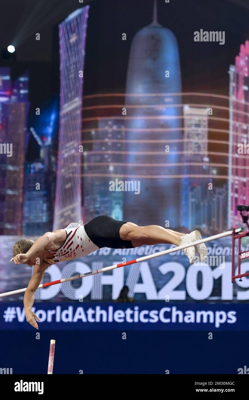 Belgian Ben Broeders pictured in action during the Men Pole Vault Final ...