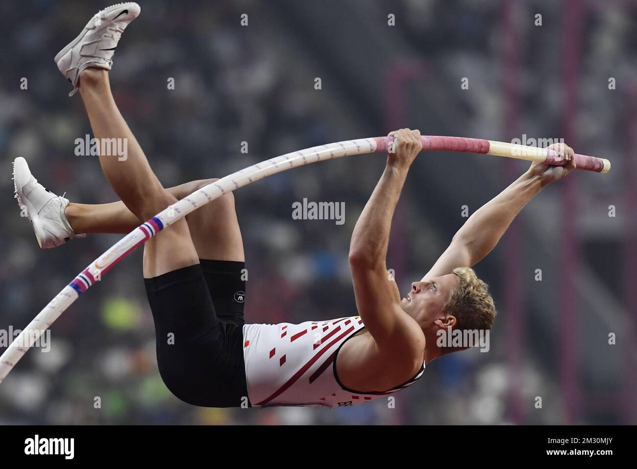 Belgian Ben Broeders pictured in action during the Men Pole Vault Final ...