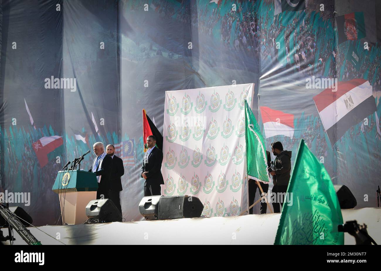 Gaza, Palestine. 14th Dec, 2022. Hamas leader Yehya Al-Sinwar, speaks ...