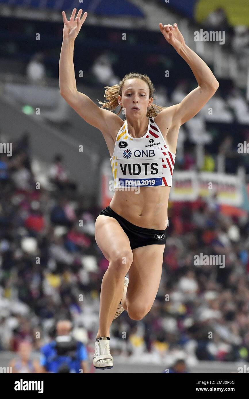 Belgian Noor Vidts pictured in action during the long jump event of the ...