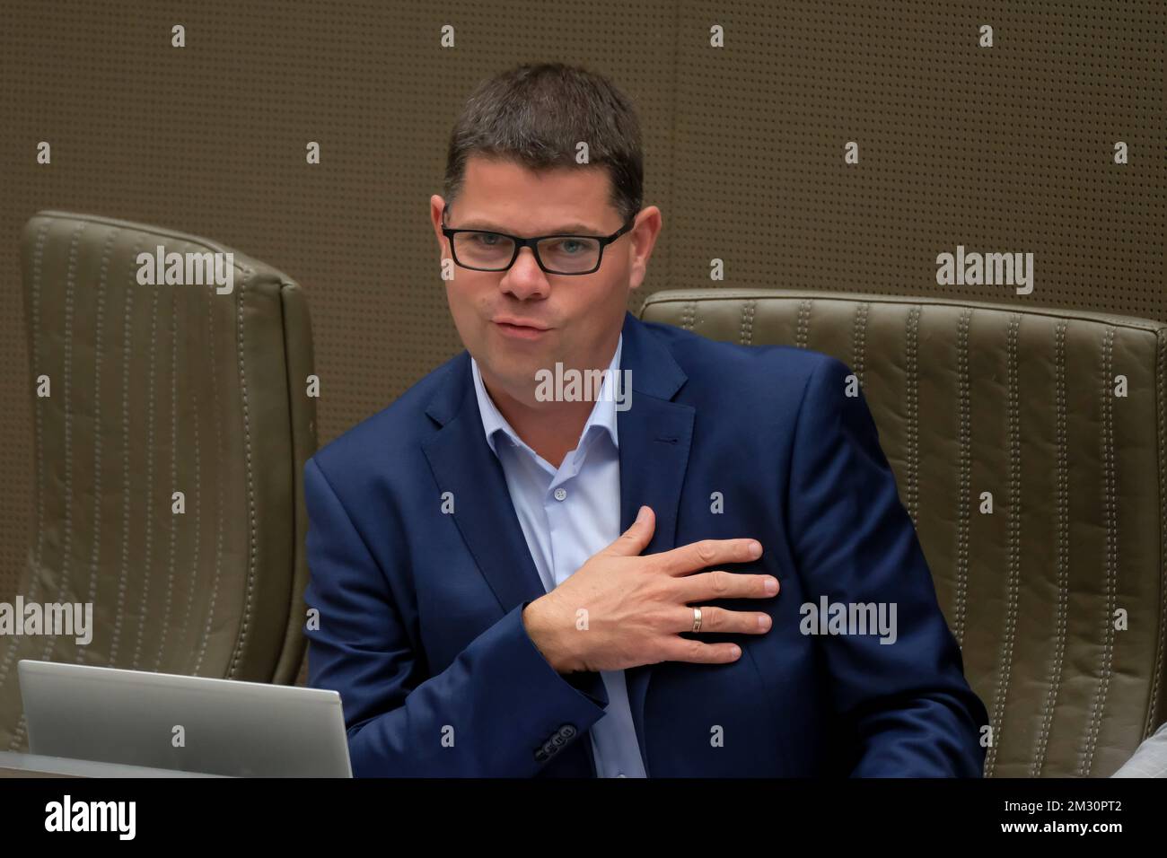 Open Vld's Tom Ongena pictured during a plenary session of the Flemish ...