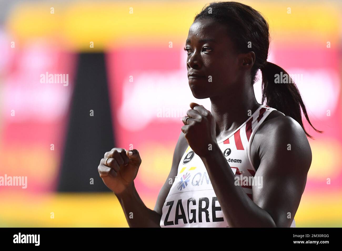 Anne Zagre pictured in action during the heats of the women's 100m ...