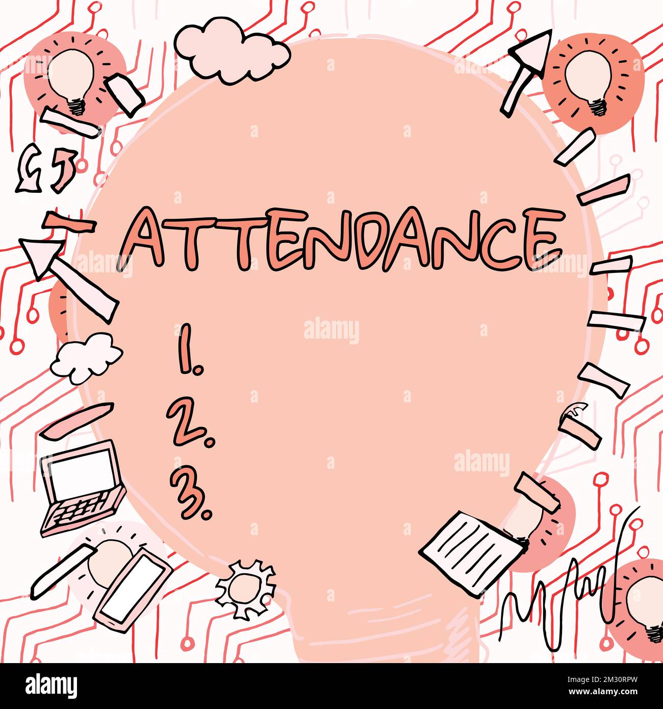 Hand writing sign Attendance. Business showcase Going regularly Being ...