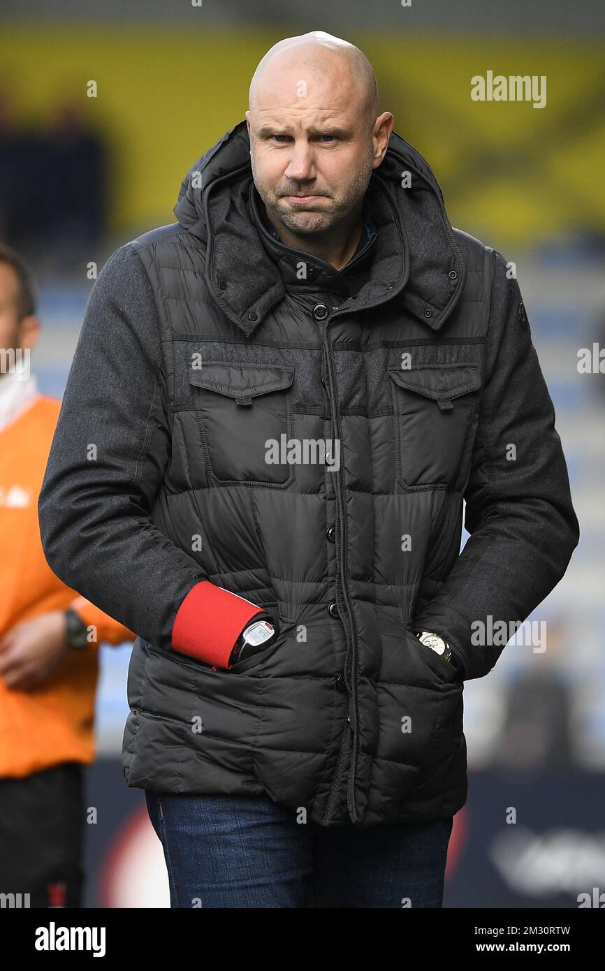Westerlo's head coach Bob Peeters pictured during a soccer match ...