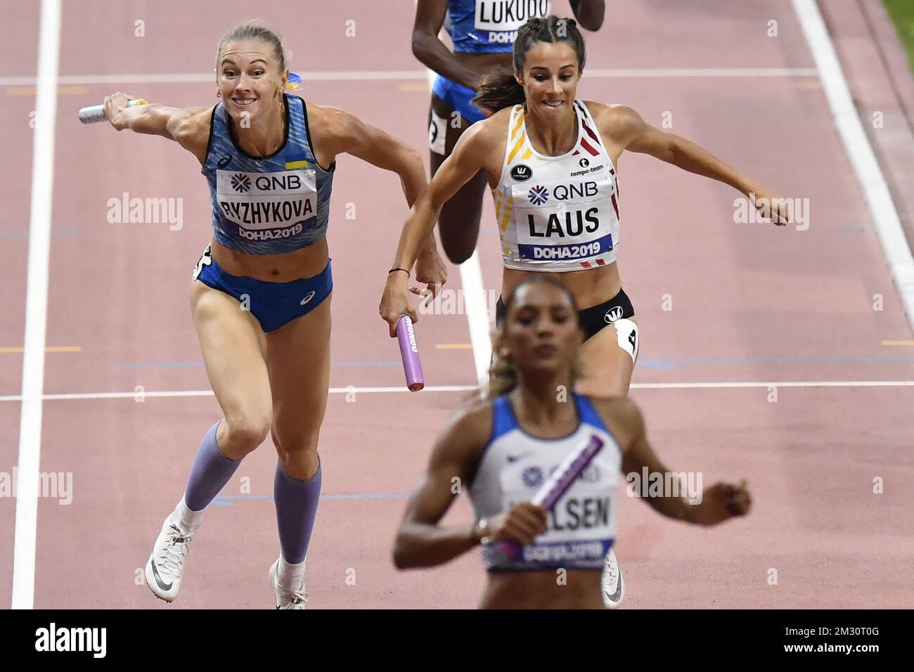 Belgian Camille Laus pictured in action during the heats of the women's ...