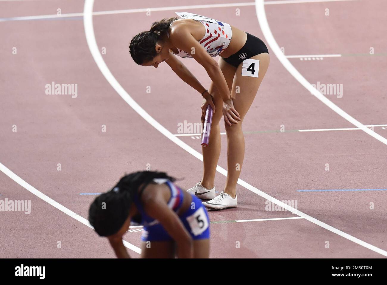 Belgian Camille Laus pictured in action during the heats of the women's ...