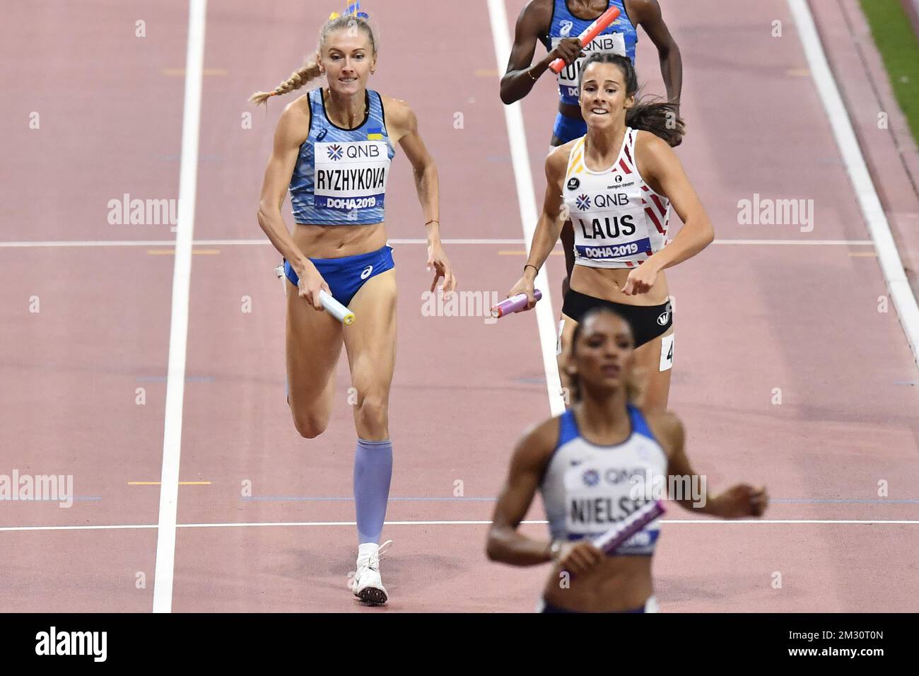 Belgian Camille Laus pictured in action during the heats of the women's ...