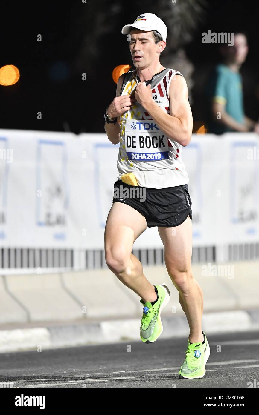 Belgian Thomas De Bock pictured in action during the men's marathon ...