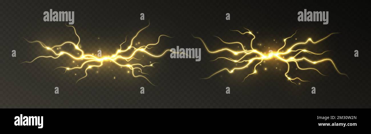 Thunderstorm lightning, thunderbolt strike, realistic electric zipper ...