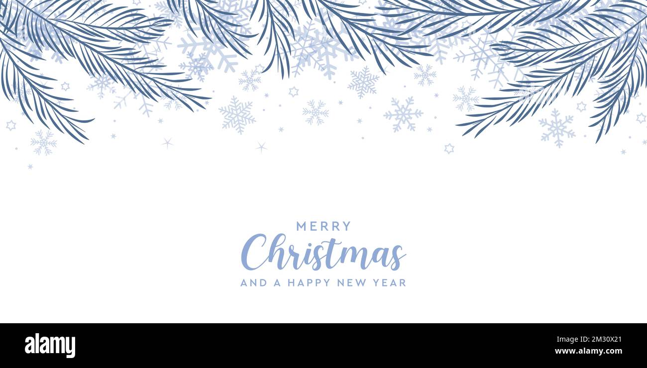 christmas winter background landscape fir branches border with snowfall ...