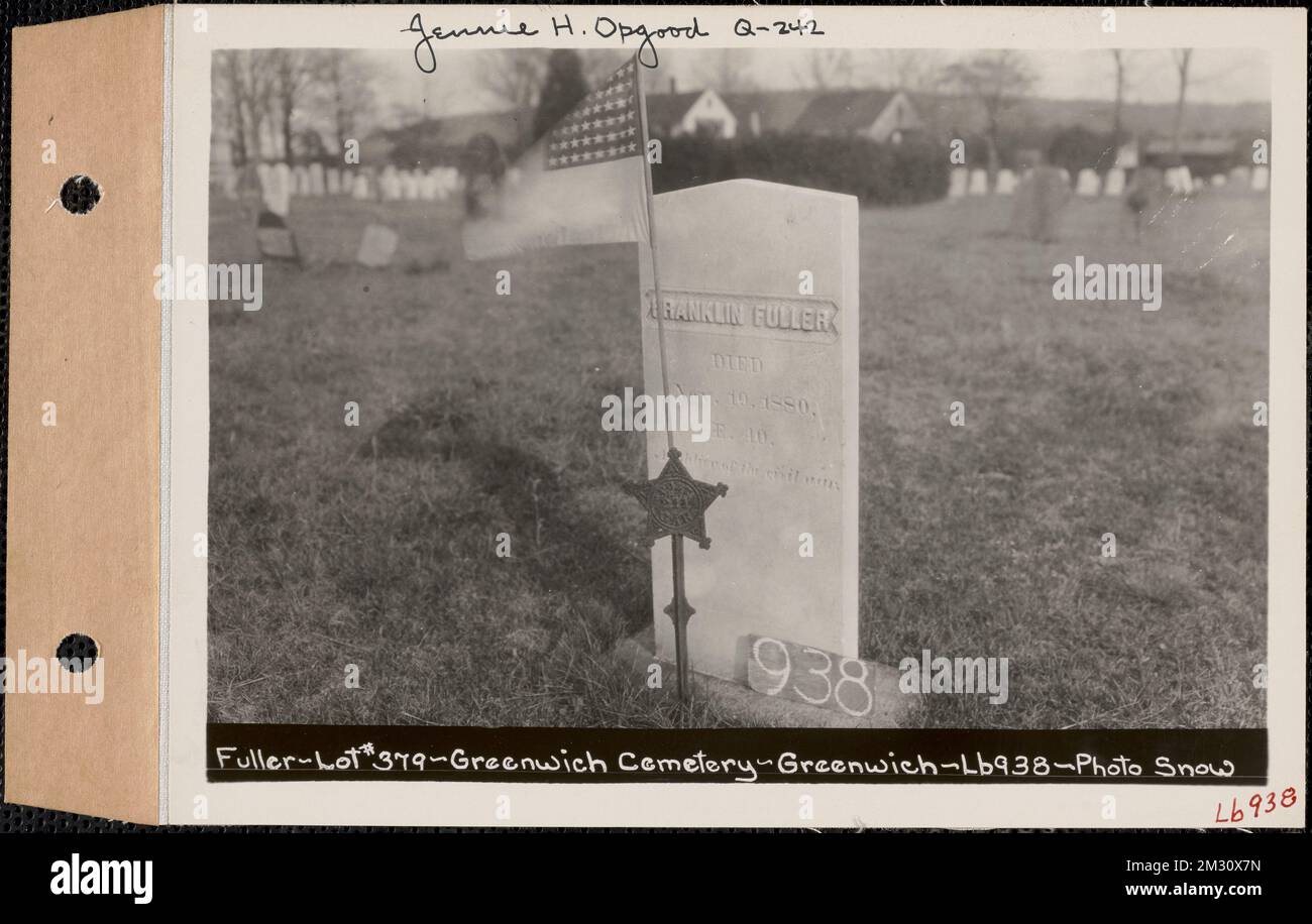 Franklin Fuller, Greenwich Cemetery, Old section, lot 379, Greenwich, Mass., ca. 1930-1931 ...