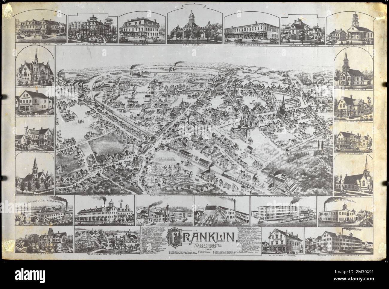 Franklin, Massachusetts , Buildings, Cities & towns Map Stock Photo - Alamy